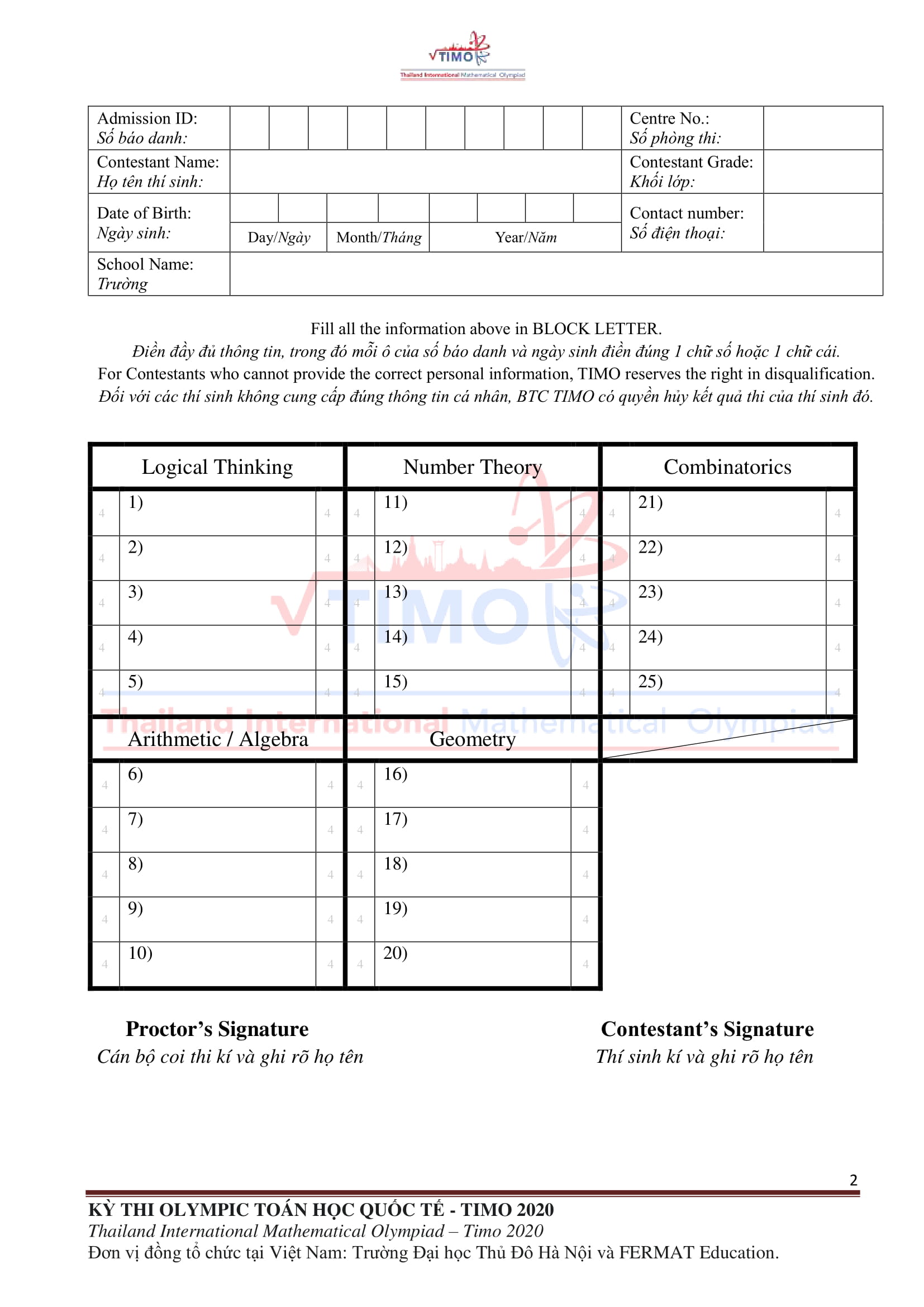THÔNG BÁO THỜI GIAN THI VÒNG CHUNG KẾT QUỐC GIA TIMO 2020 - 2021 (09H00 ...